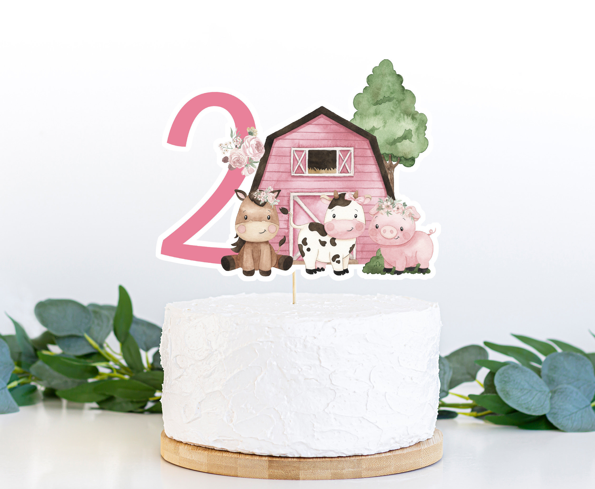 Girl Farm Cake Topper 2nd Birthday, Girl Farm Centerpiece, Floral Farm ...