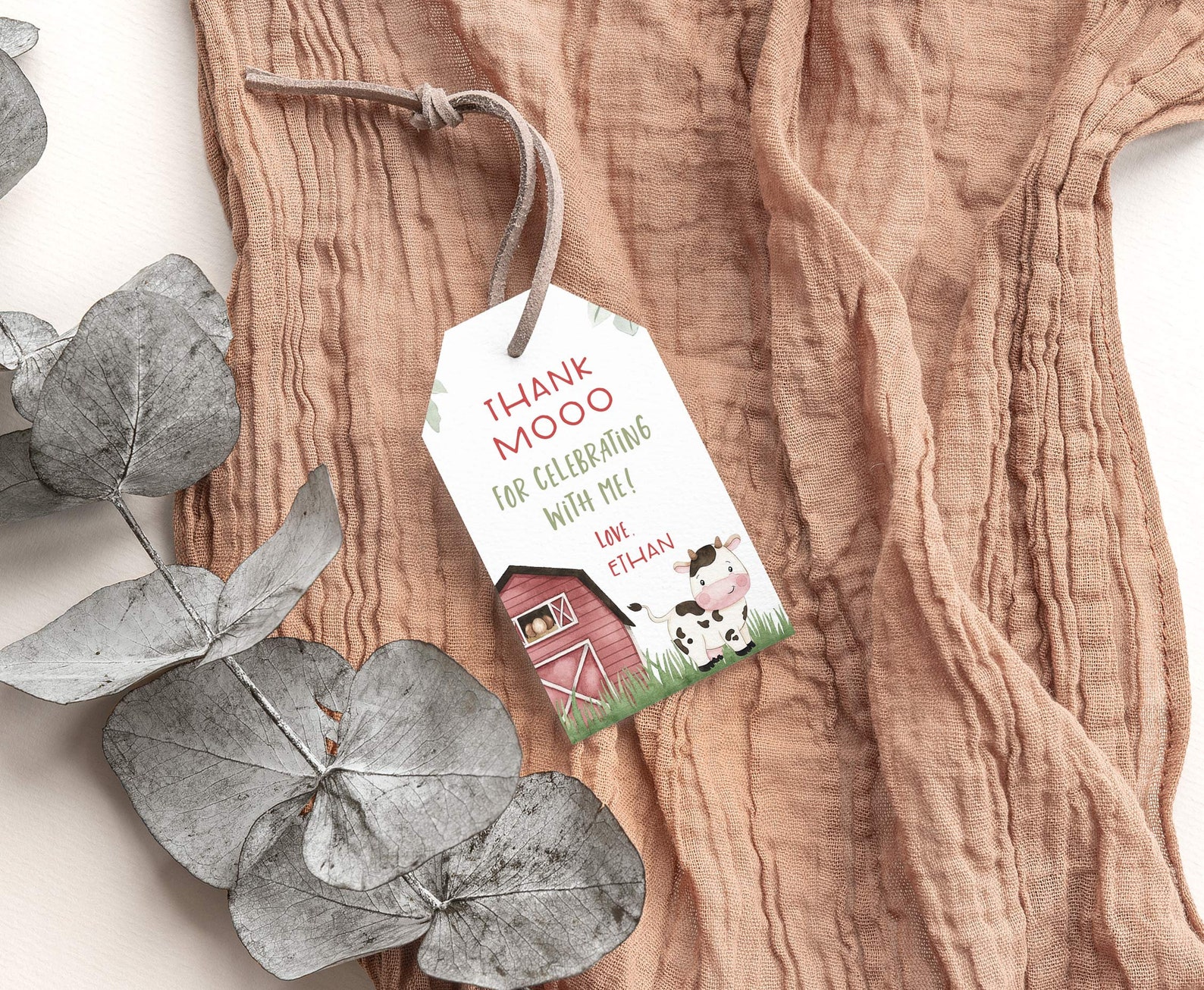 Cow Thank You Tags Editable Farm Favor Tags Cow Birthday | Etsy
