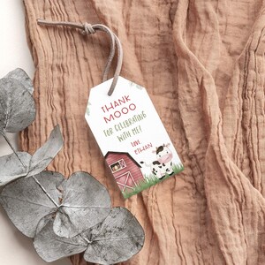 Cow Thank You Tags, Editable Farm Favor Tags, Cow Birthday Decorations ...
