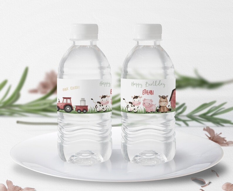 EDITABLE Farm Water Bottle Labels Farm Party Printable Farm - Etsy