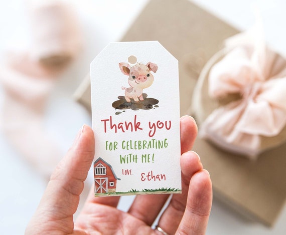 Pig Thank You Tag Editable Farm Thank You Tags Farm Animals - Etsy