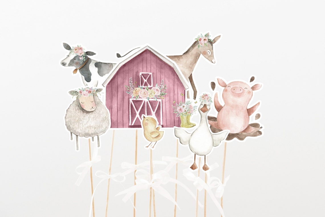Girl Farm Centerpieces, Pink Farm Party Table Decor, Farm Girl Birthday ...