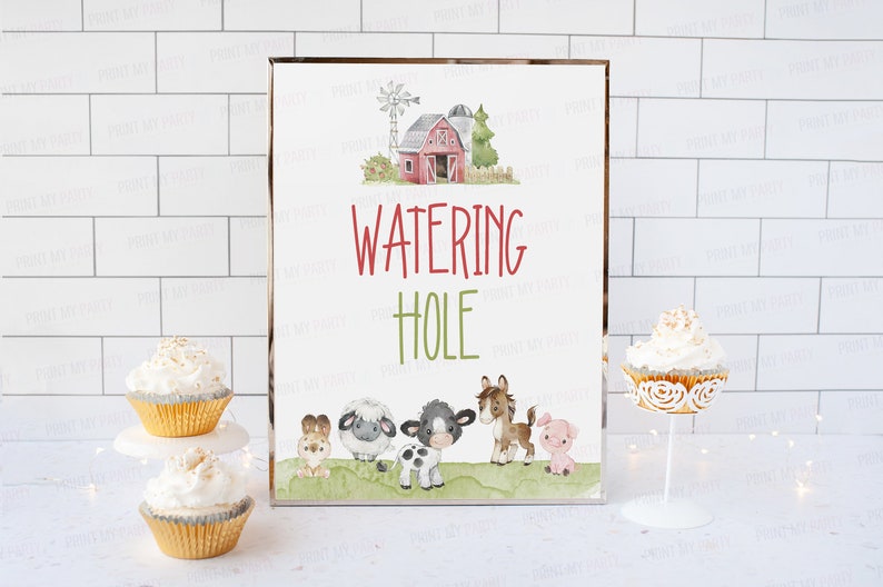 Watering Hole Sign Farm Party Sign Drinks Table Signs Farm - Etsy