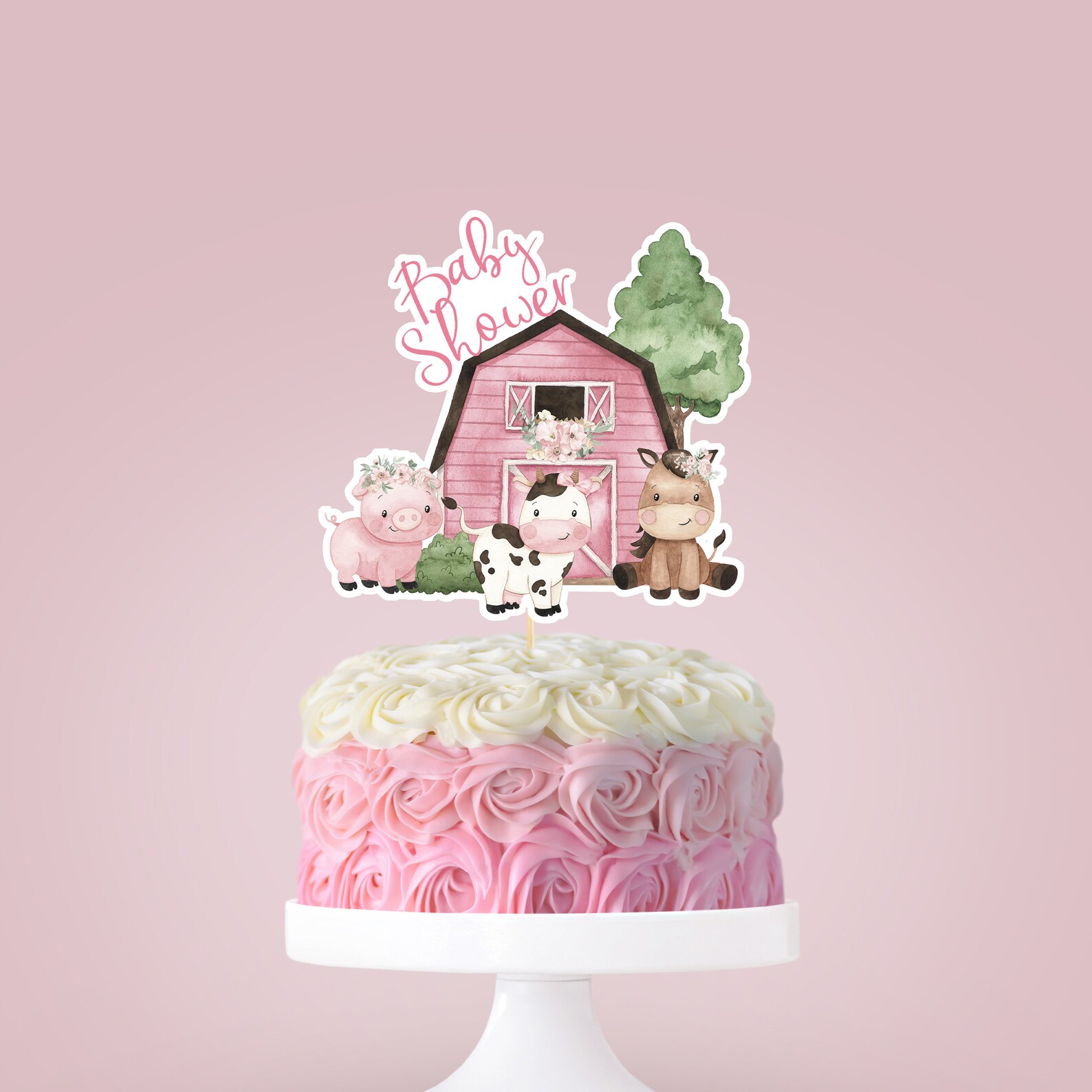 Girl Farm Cake Topper Baby Shower Girl Farm Centerpiece - Etsy