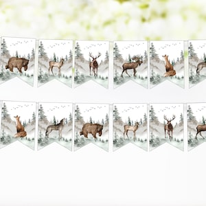 Woodland Animals Banner, Forest Animals Baby Shower or Birthday ...