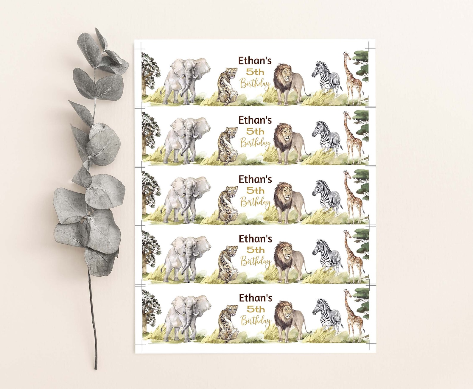 EDITABLE Safari Water Labels, Birthday Water Bottle Labels Boy, Jungle ...