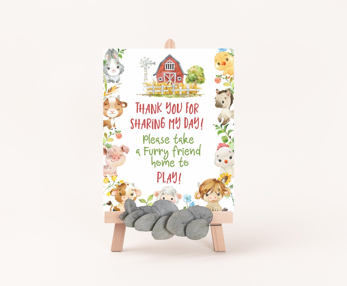 Farm Birthday Decorations, Thank You for Sharing My Day Sign, Farm ...