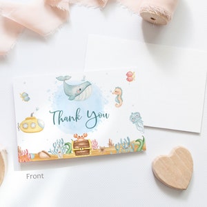 Under the Sea Thank You Cards, Digital Download Flat 4x6 Card, Sea ...