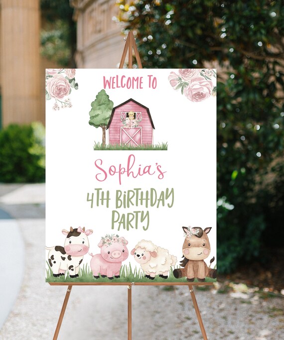 Farm Welcome Sign, Instant download, Floral farm birthday, Girl ...
