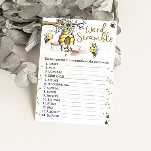 Bee Baby Shower Games Bumble Bee Baby Word Scramble | Etsy
