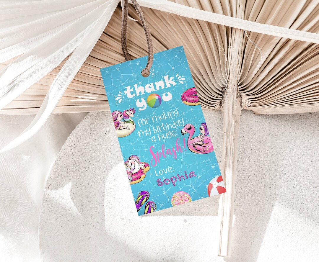 Pool Party Favor Tags, Summer Birthday Decorations, Splish Splashthank ...