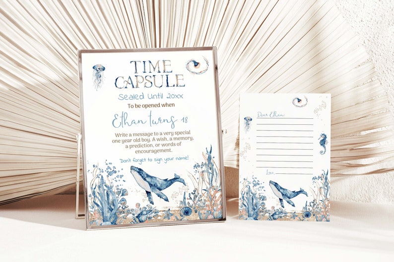 Under the Sea Time Capsule Sign and Note Cards, Time Capsule First ...