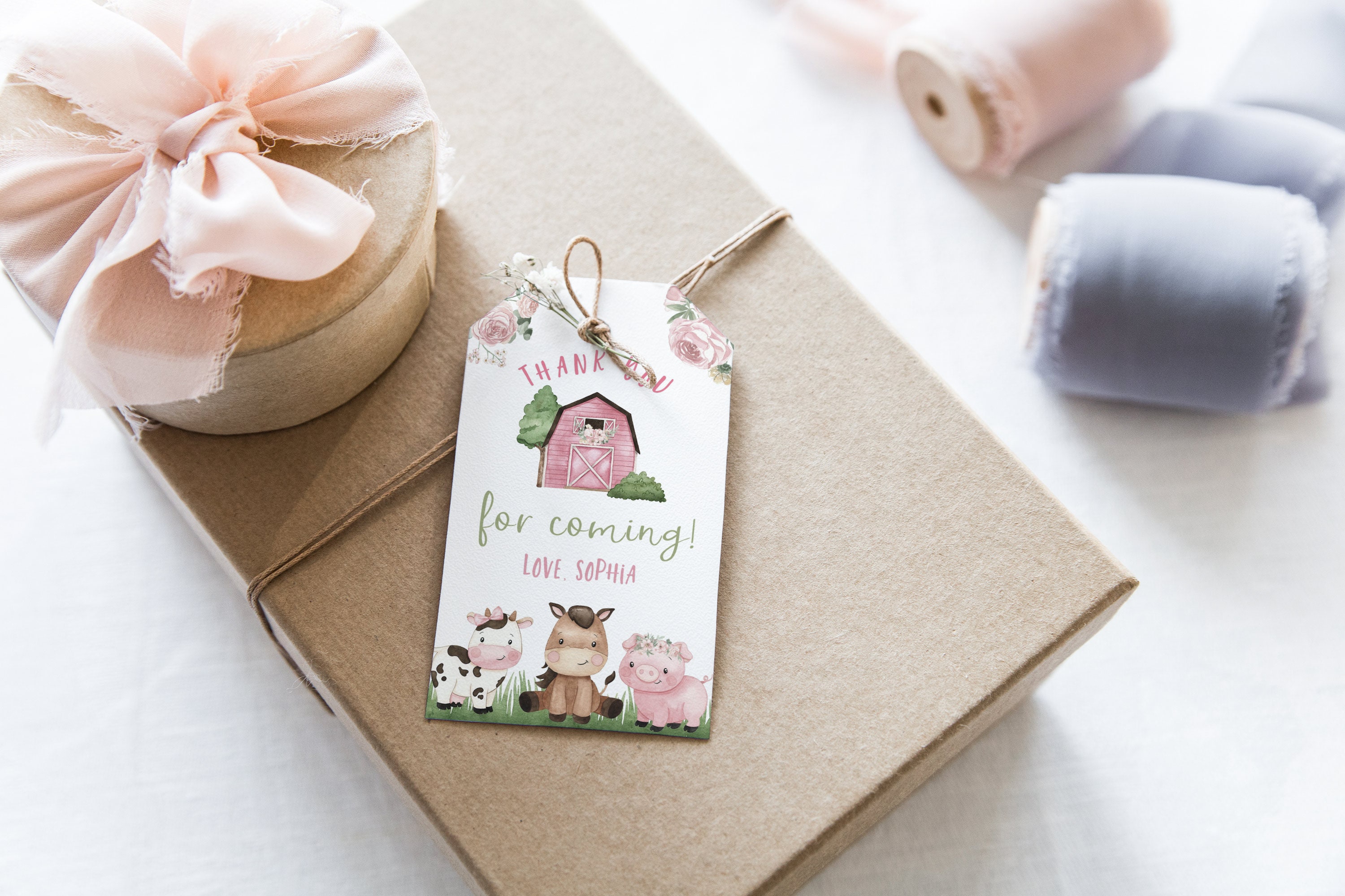 Girl Farm Favor Tag Farm Thank You Tags Floral Farm Birthday - Etsy