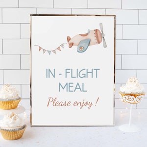 Airplane Meal Sign, Aviator Table Signs, Airplane Birthday Decorations ...