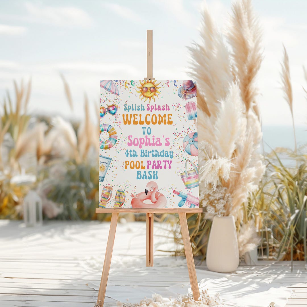 Editable Pool Party Welcome Sign, Splish Splash Party Printable, Pool ...