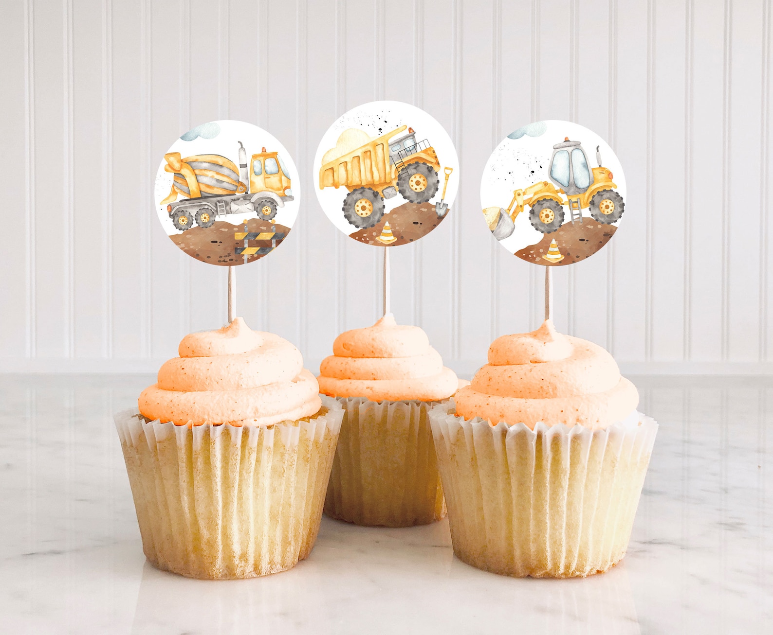Construction Cupcake Toppers Construction Birthday - Etsy