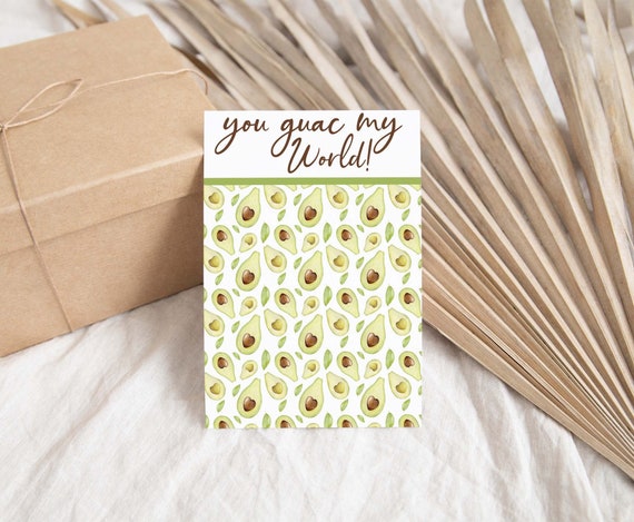 You Guac my World Cookie card, Valentines Day Cookie Card, Avocado Card ...