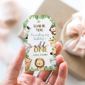 Wild One Favor Tags, Jungle Birthday Decorations, Safari Thank You Tags ...
