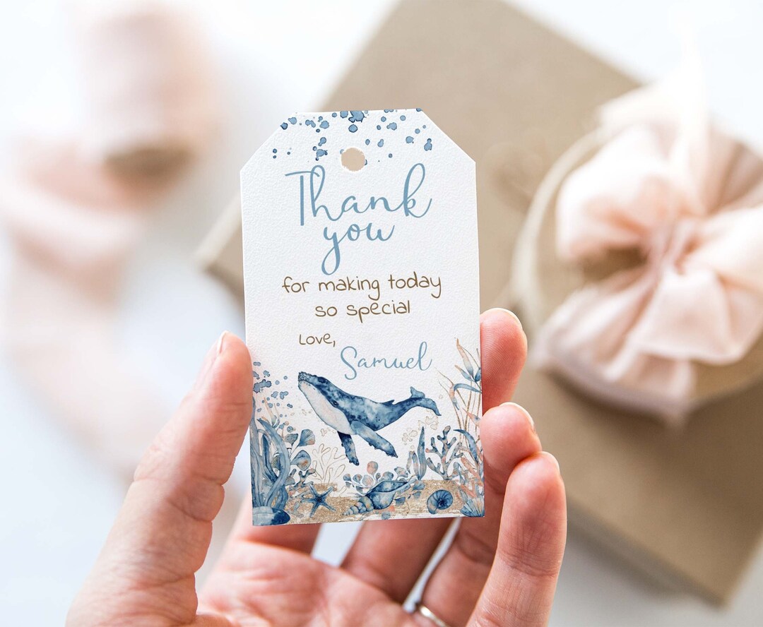 Whale Thank You Tags, Under the Sea Thank You Tags, Editable Ocean ...