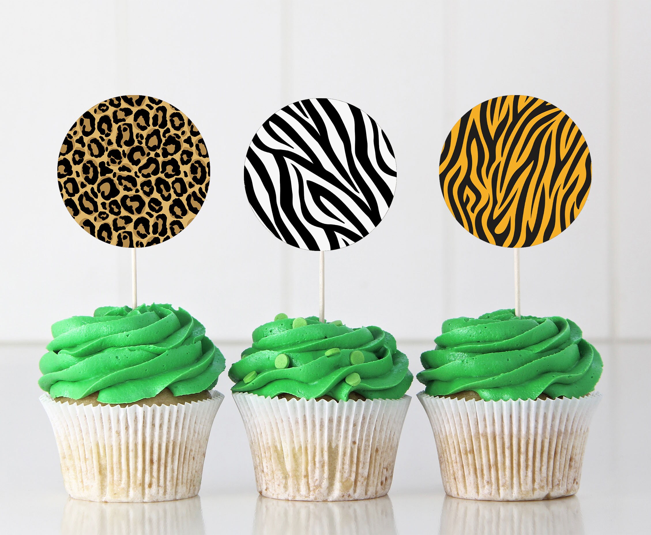 Animal Print Cupcake Toppers Animal Print Birthday - Etsy
