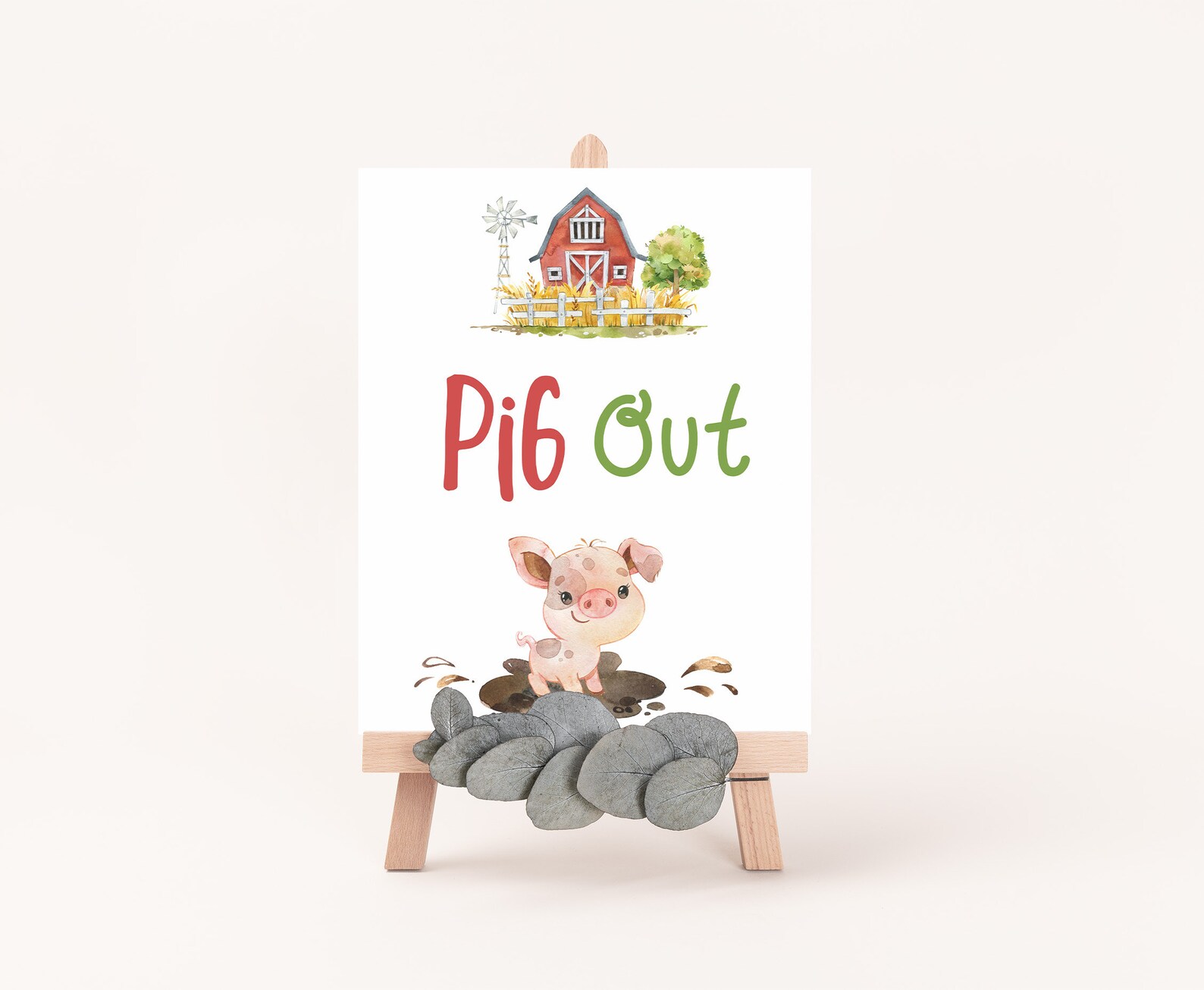 Pig Out Table Sign Farm Pig Sign Farm Animals Birthday - Etsy