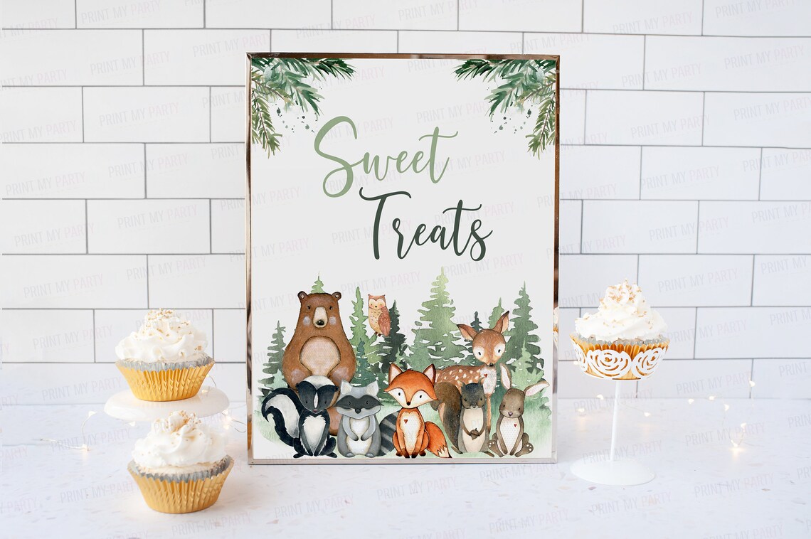 Sweet Treats sign woodland table signs Woodland birthday | Etsy