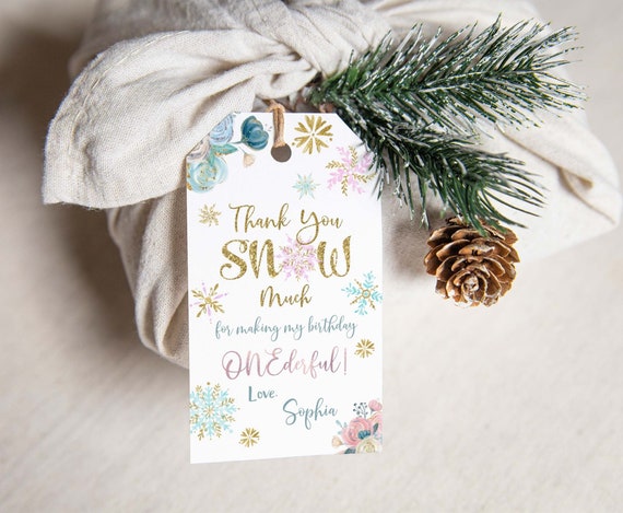 Winter Onederful Thank You Tags, Editable Thank you Snow Much Tags ...