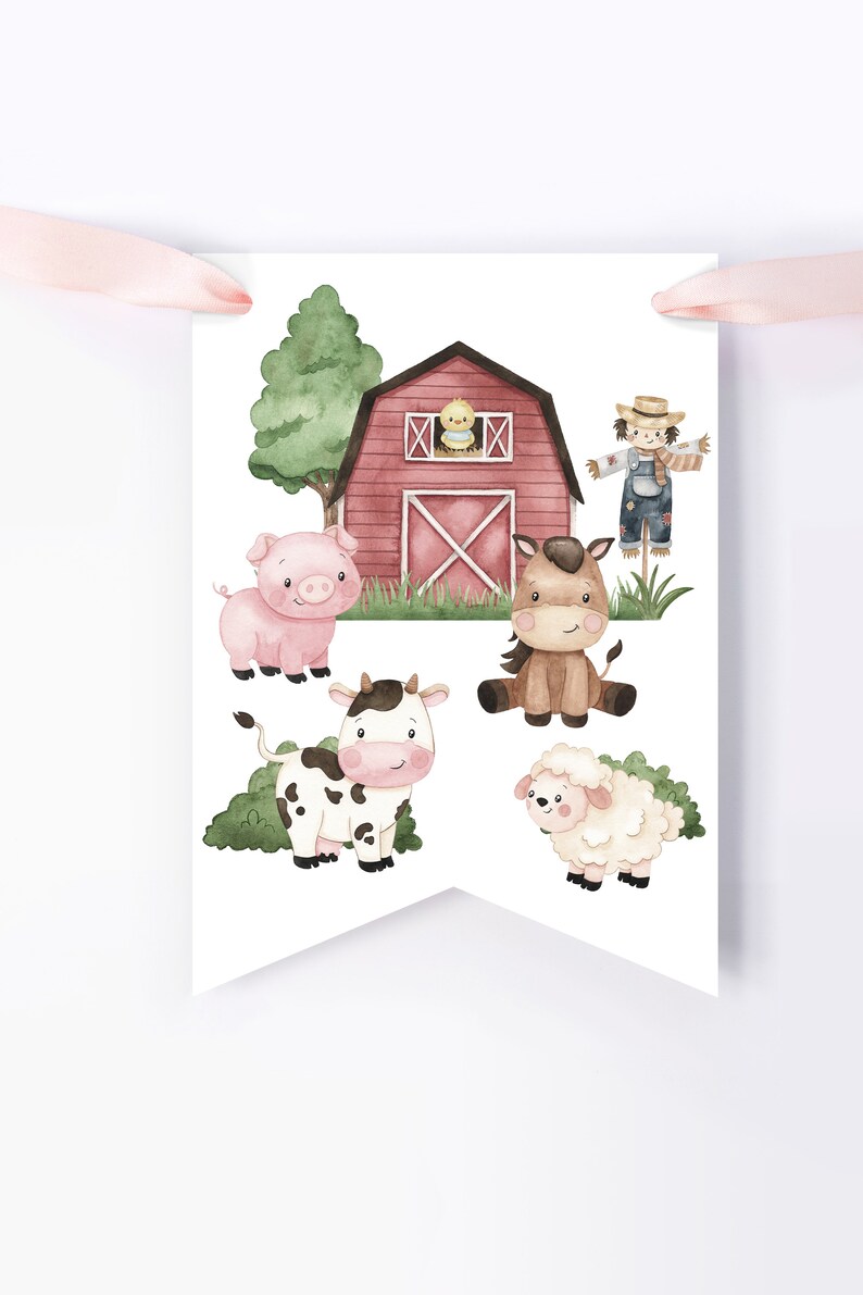 Editable Farm Banner, Custom Farm Birthday Banner, Farm Baby Shower ...