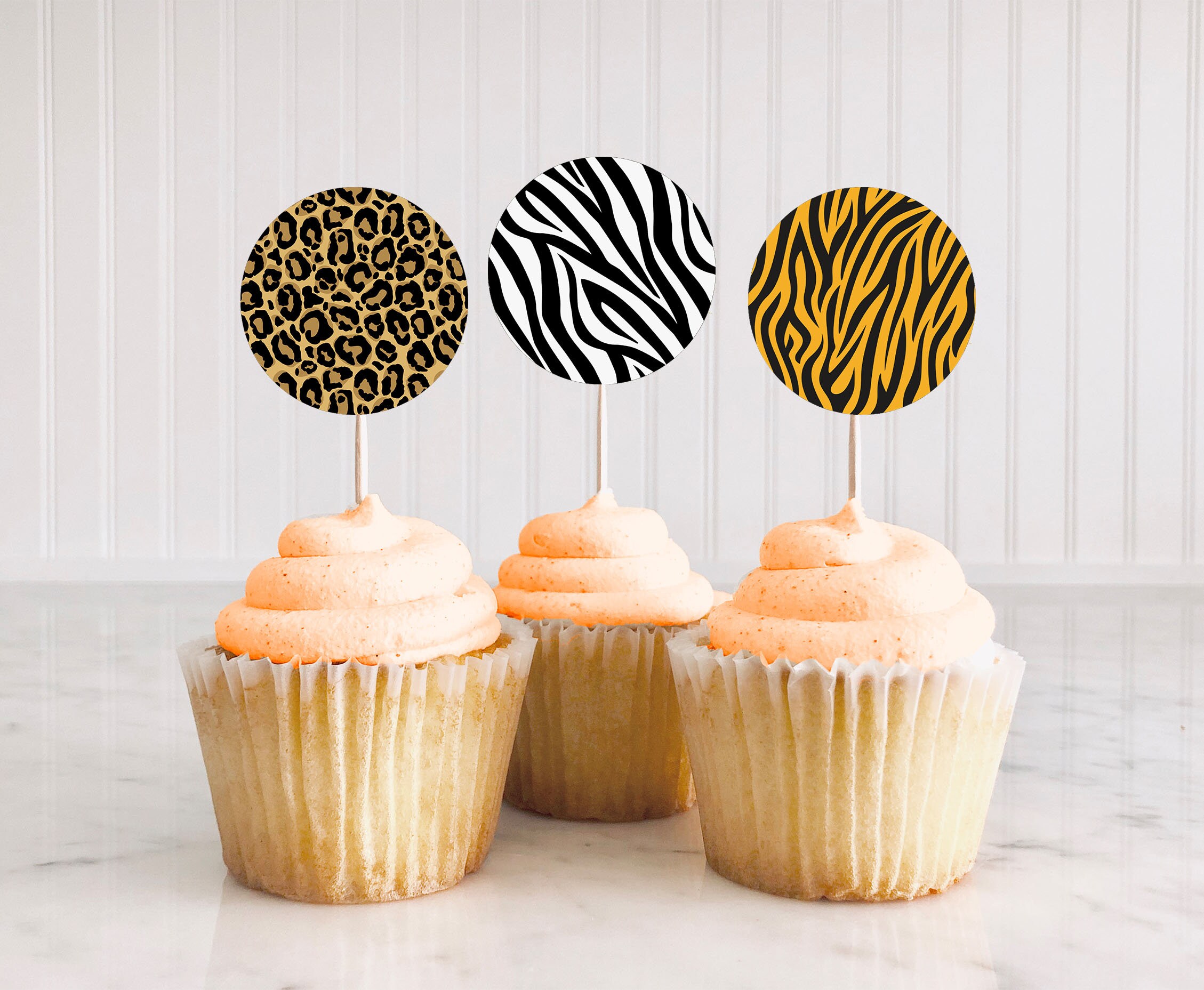 Animal Print Cupcake Toppers Animal Print Birthday - Etsy