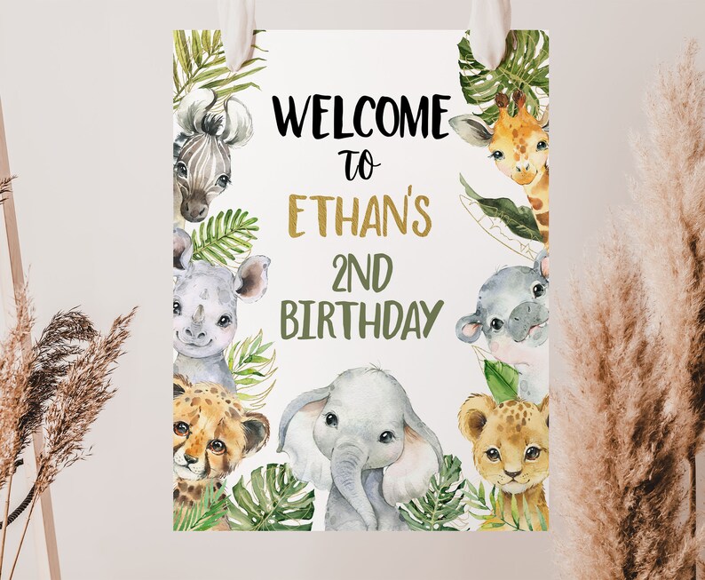 Safari Welcome Sign, Instant Download, Jungle Birthday Welcome, Safari ...