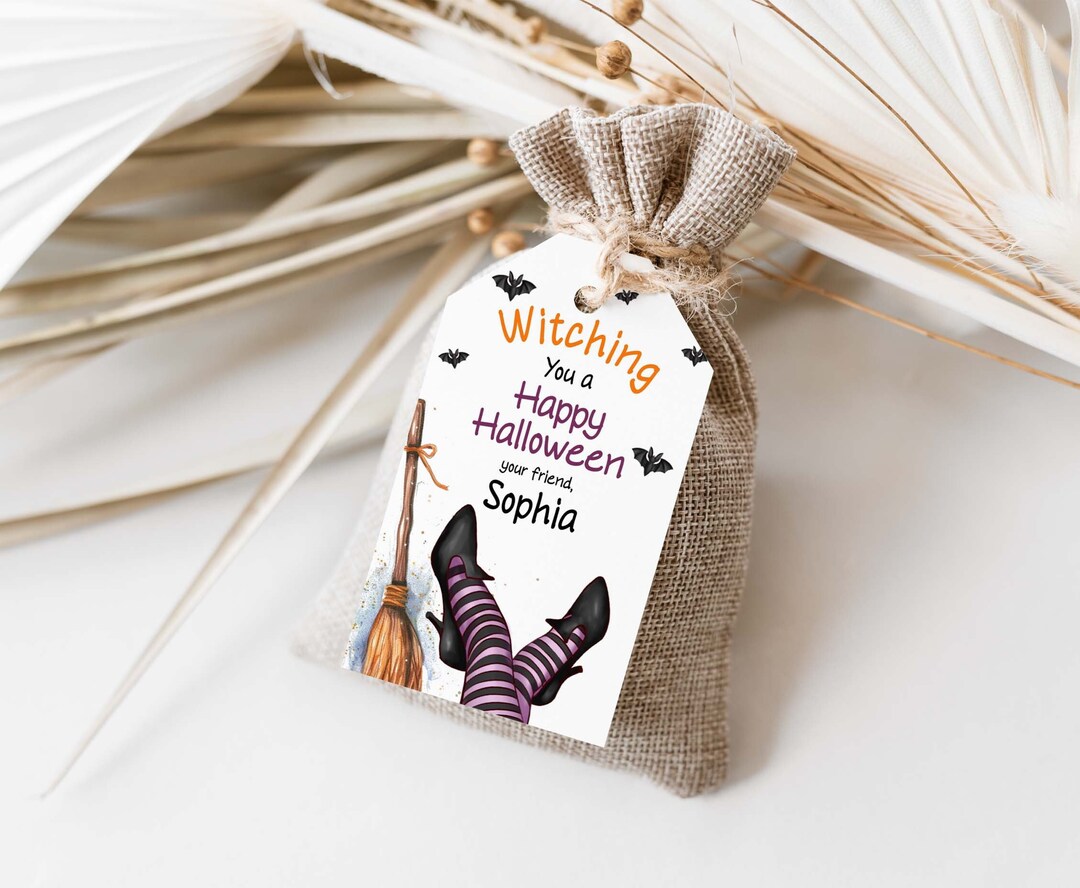 Witching You a Happy Halloween Gift Tag, Halloween Witch Favor Tag ...