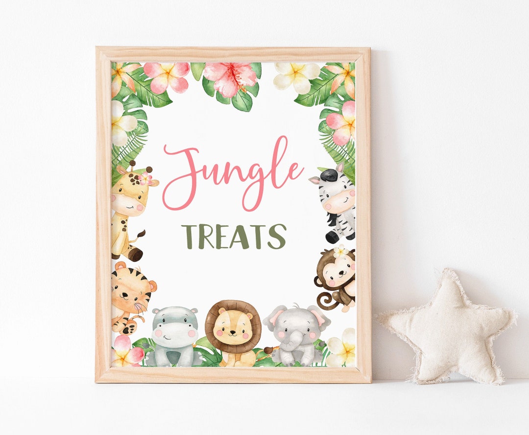 Jungle Treats Sign, Girl Safari Table Signs, Safari Birthday ...
