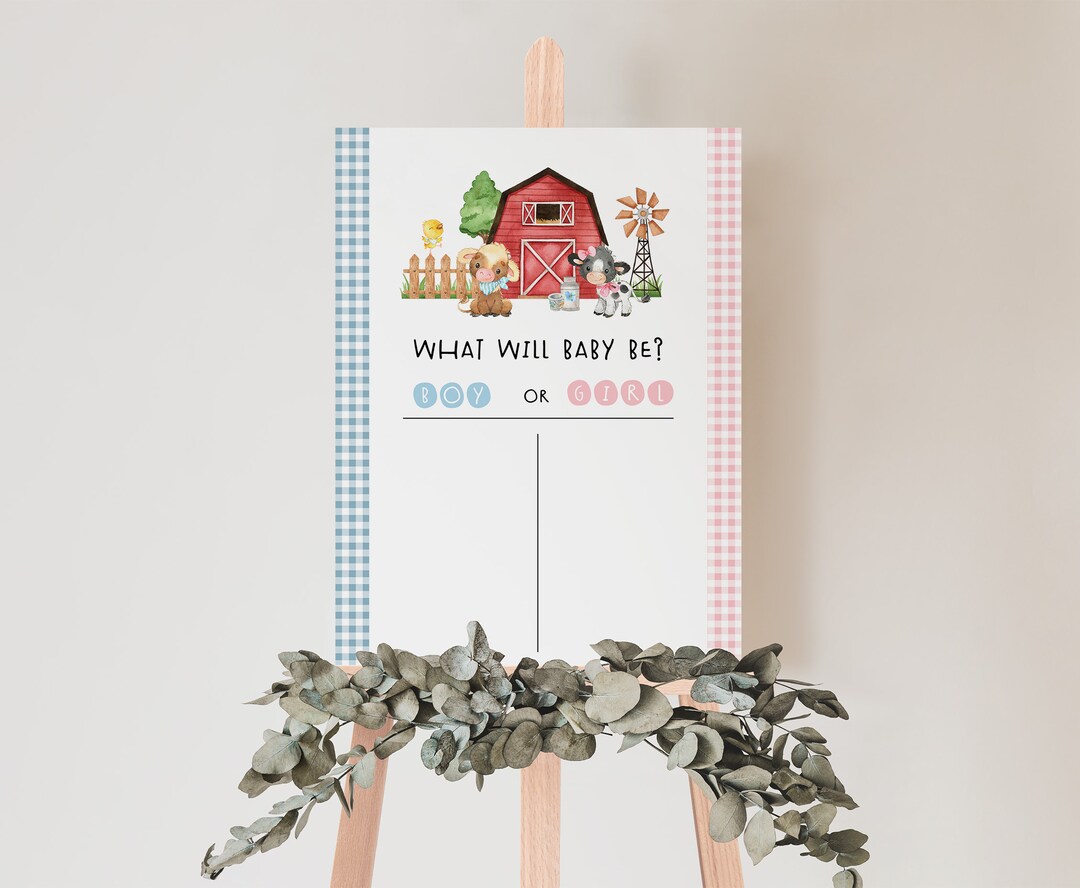 Cow Voting Sign, Farm Gender Reveal Vote Board, What Will Baby Be, Cast ...