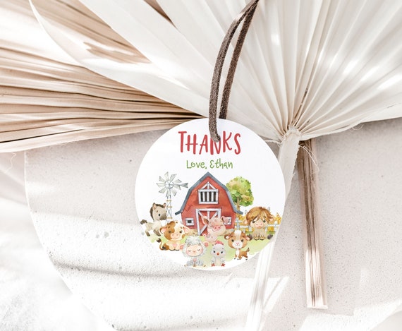 Editable Farm Thank You Tags Farm Favor Tags Farm Birthday | Etsy