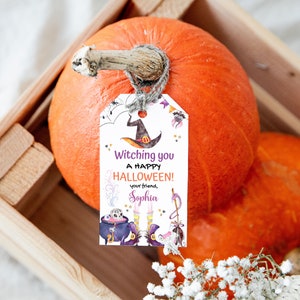 Halloween Witch Favor Tags, Editable Halloween Treat Tags, Witching You ...