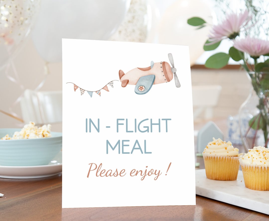 Airplane Meal Sign, Aviator Table Signs, Airplane Birthday Decorations ...