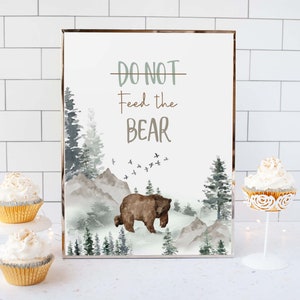 Do Not Feed the Bear Sign, Forest Animals Birthday Signs, Bear Birthday ...
