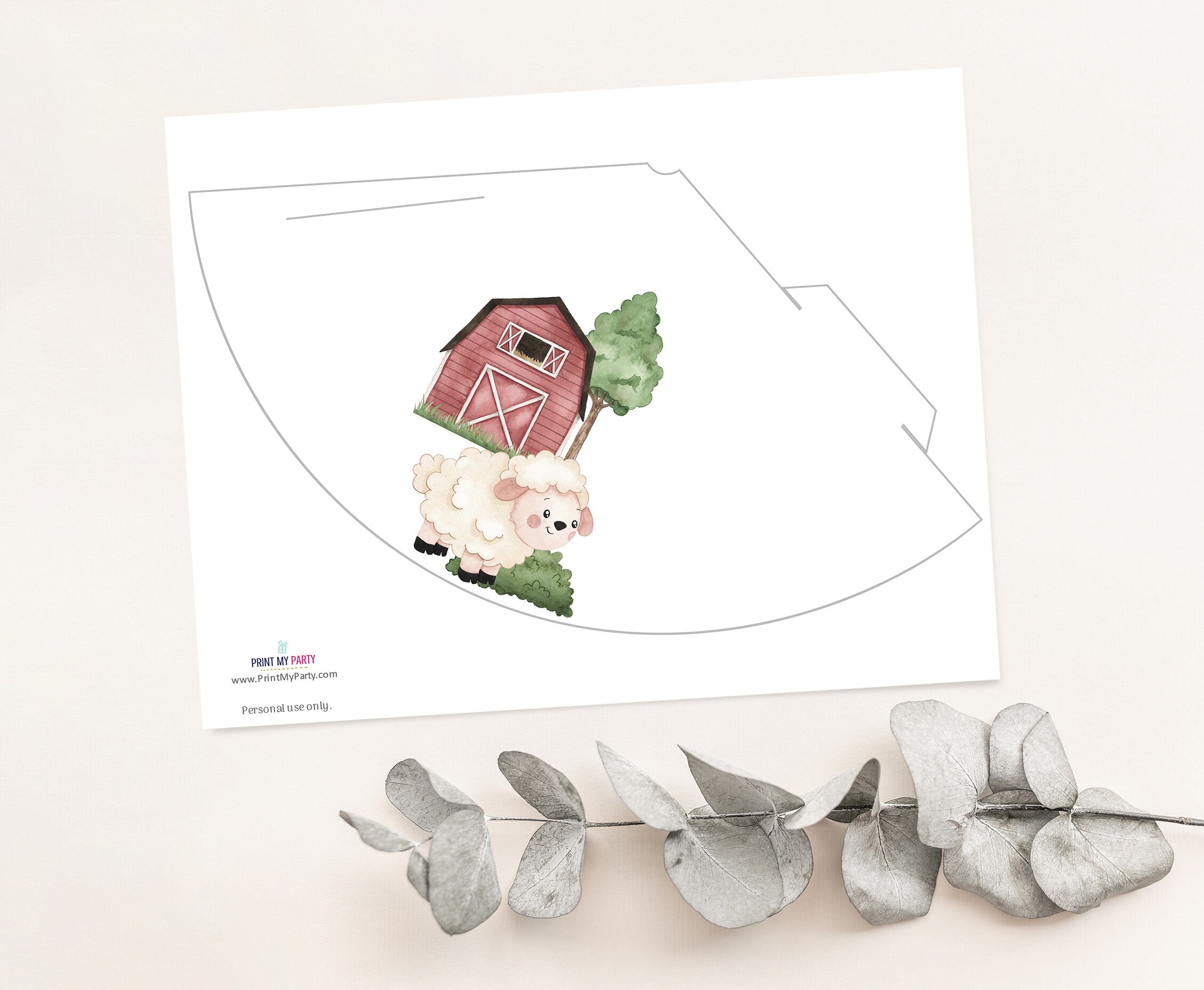 Farm party hats Farm animals birthday decorations Printable | Etsy