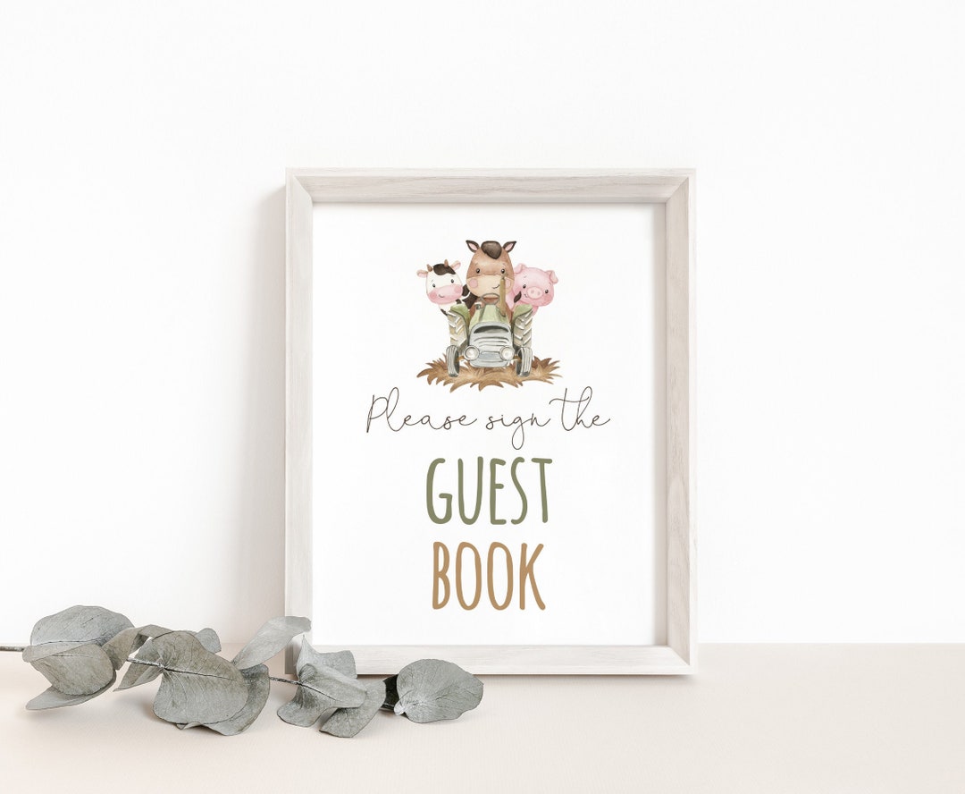 Farm Guest Book Sign, Farm Birthday Party Printables, Barnyard Baby ...