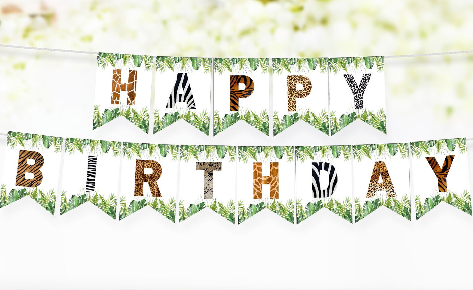 Animal Print Birthday Banner Safari Happy Birthday Banner - Etsy