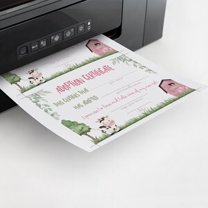 Cow Adoption Certificate, Adopt an Animal, Pet Adoption Party ...