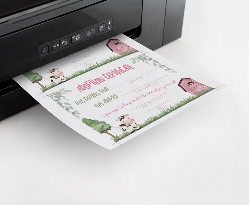 Cow Adoption Certificate, Adopt an Animal, Pet Adoption Party ...