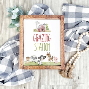 Grazing Station Sign, Farm Birthday Food Table Signs, Farm Party Sign ...