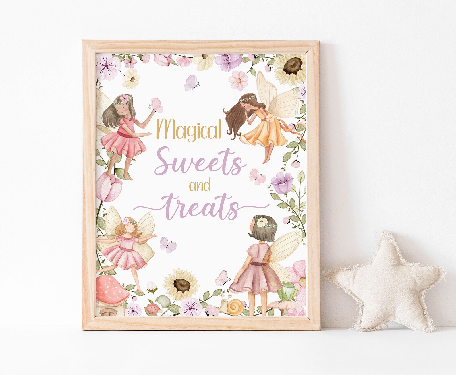 Floral Fairy Sign, Fairy Party Decor, Sweets and Treats Table Sign ...