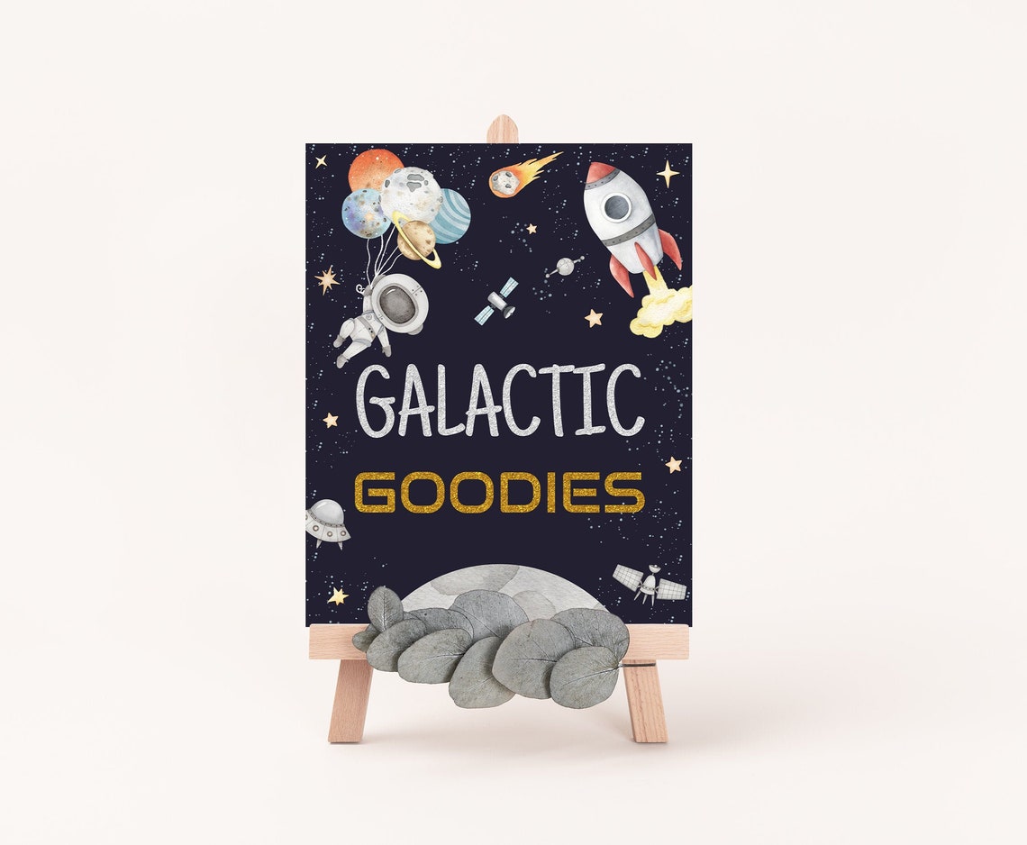 Galactic Goodies sign Space Party Sign Outer Space Birthday | Etsy