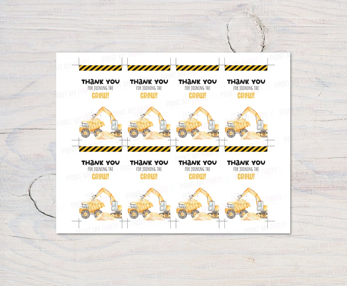 Construction Thank You Tags Construction Favor Tags Dump - Etsy