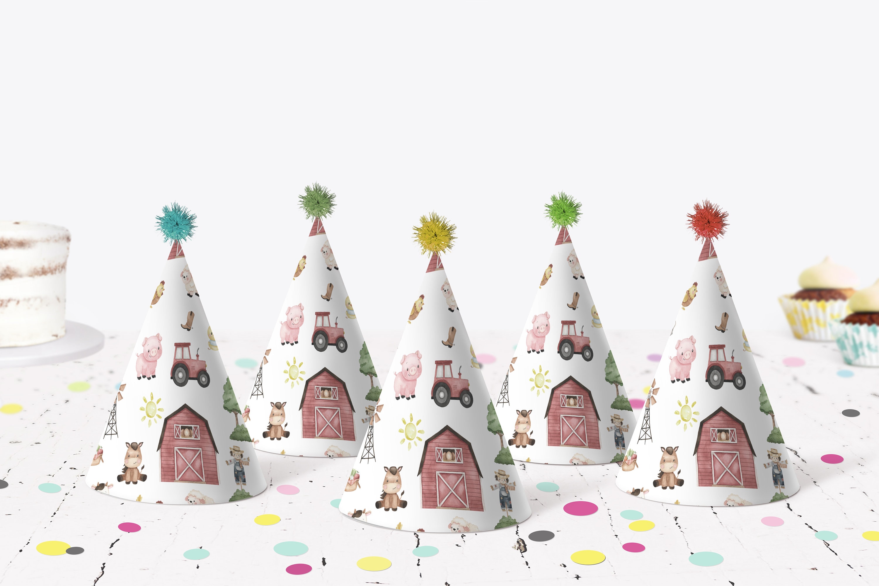 Farm Birthday Party Hat Farm Animals Birthday Decorations - Etsy