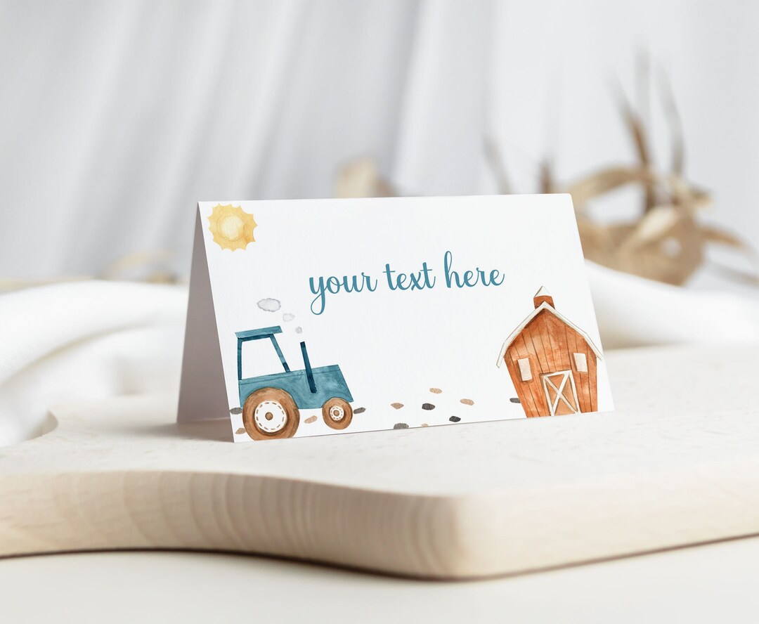 Tractor Place Cards, Farm Birthday Decorations, Farm Baby Shower Decor ...