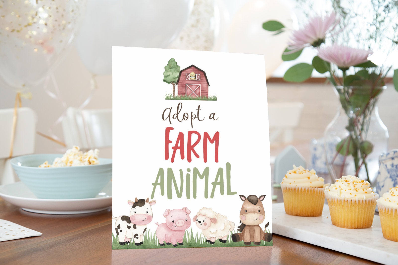 Adopt a Farm Animal Sign Farm Table Signs Farm Party Decor | Etsy
