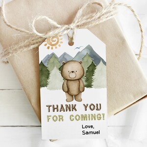 EDITABLE Woodland Thank You Tags Custom Bear Birthday Favor - Etsy
